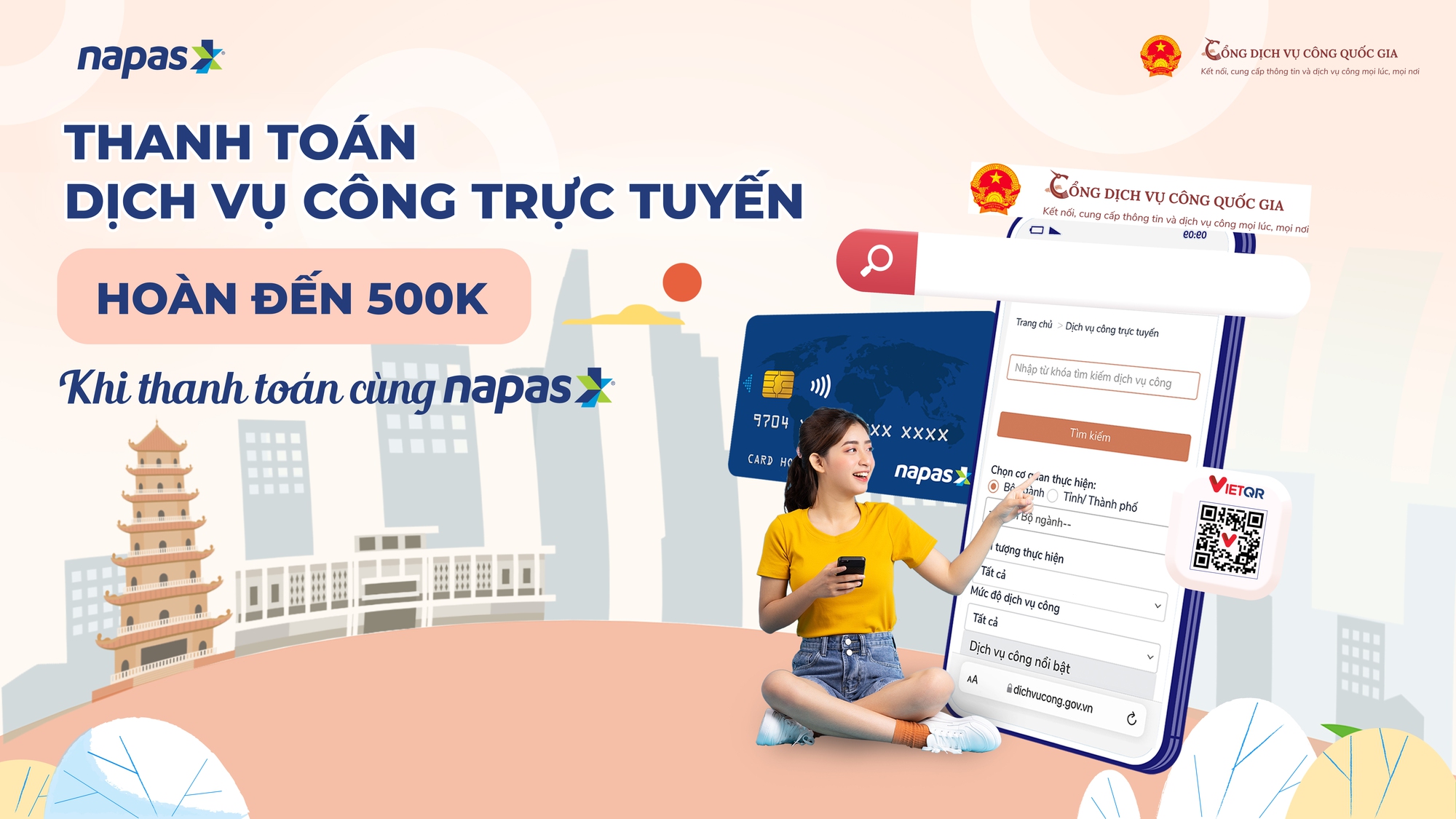 NAPAS ưu đãi hoàn tiền lên tới 500.000 VND khi thanh toán dịch vụ công ...