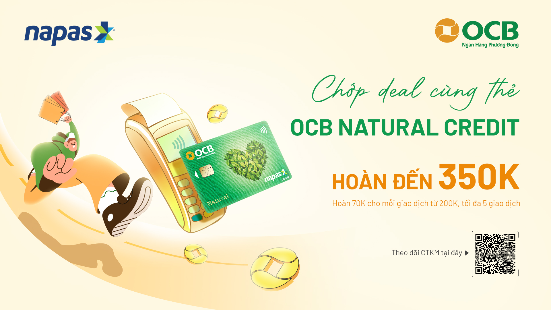 Ưu đãi hoàn tiền tới 35% khi sử dụng thẻ tín dụng nội địa OCB NAPAS
